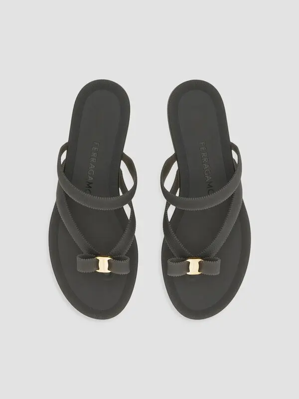 FERRAGAMO Jealsa Grosgrain-effect Flat Sandals