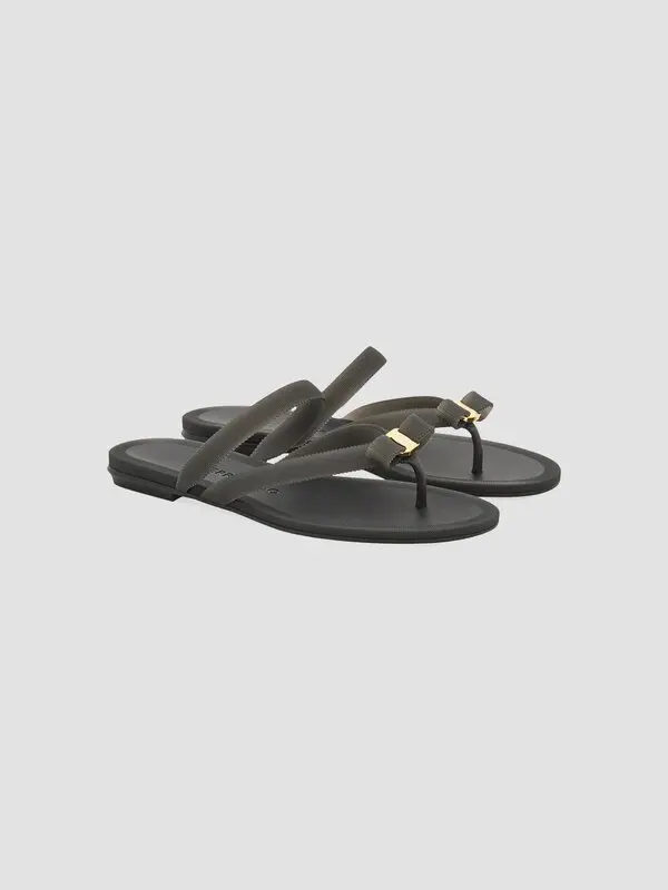 FERRAGAMO Jealsa Grosgrain-effect Flat Sandals