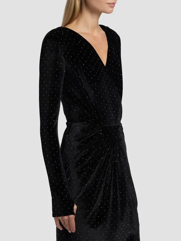MARIANDREE GAITAN Marcela Crystal-embellished Velvet Bodysuit