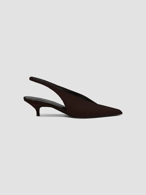 Proenza Schouler Slash 40mm Suede Slingback Pumps - Chocolate
