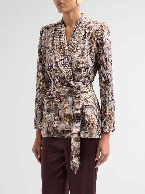 L'Agence Aven Houndstooth Wrap Blazer