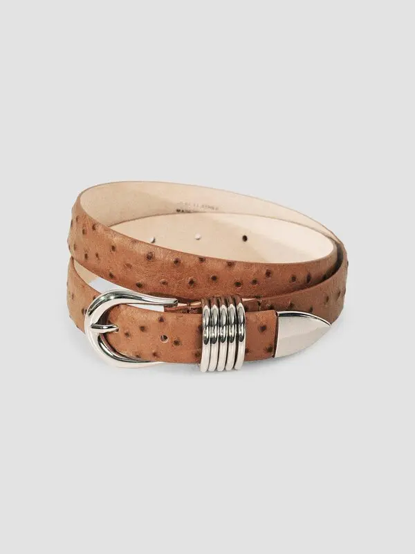 DEHANCHE Resort Hollyhock Ostrich-embossed Belt