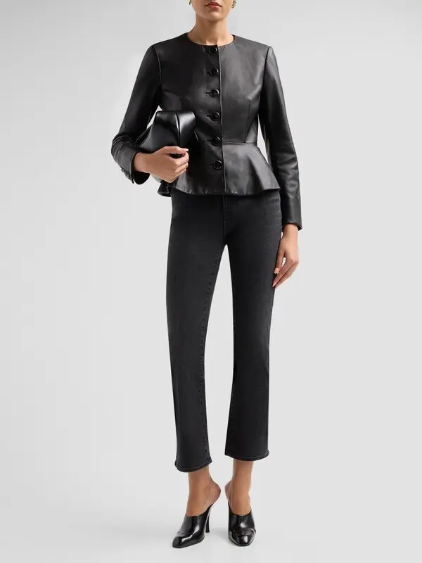Veronica Beard Quinn Leather Peplum Jacket