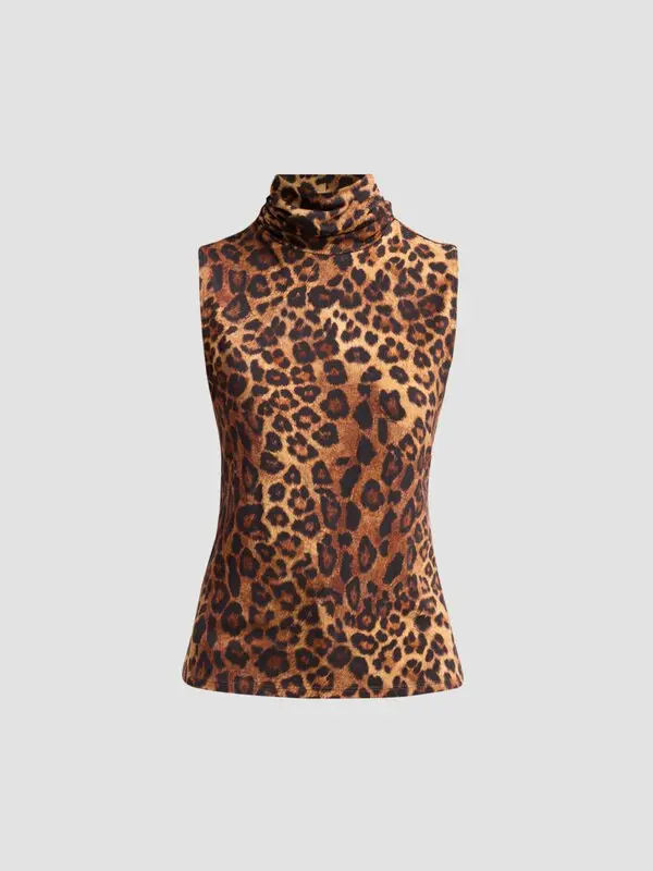 L'Agence Ceci Leopard-print Sleeveless Top