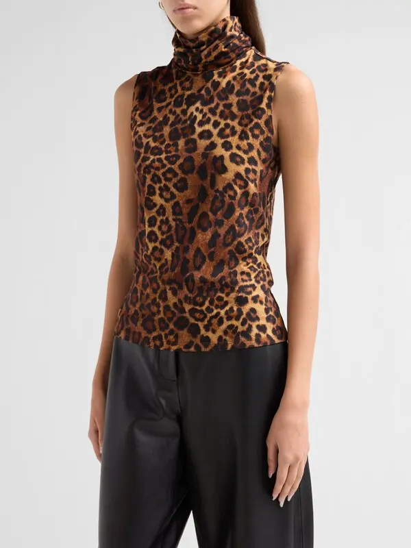 L'Agence Ceci Leopard-print Sleeveless Top