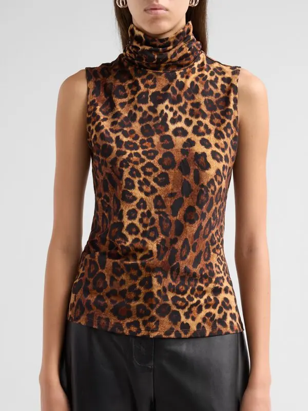 L'Agence Ceci Leopard-print Sleeveless Top