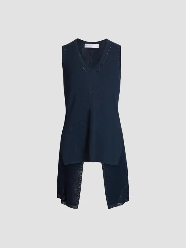 Proenza Schouler White Label Heyde Linen-blend Back Slit Sweater - Navy
