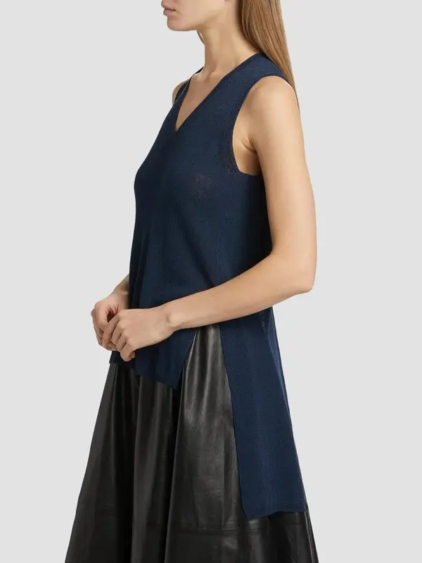 Proenza Schouler White Label Heyde Linen-blend Back Slit Sweater