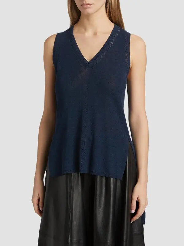 Proenza Schouler White Label Heyde Linen-blend Back Slit Sweater