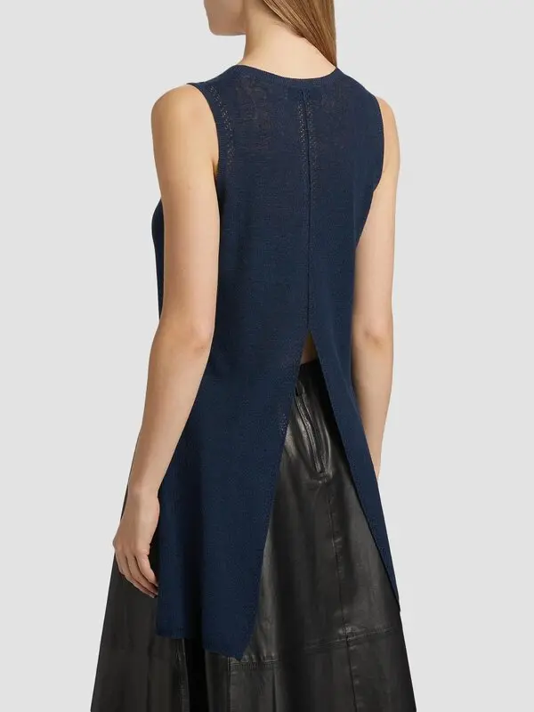Proenza Schouler White Label Heyde Linen-blend Back Slit Sweater