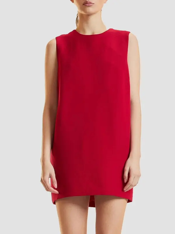 Cynthia Rowley Silk-wool Sleeveless Shift Minidress - Red