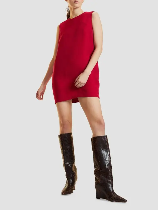 Cynthia Rowley Silk-wool Sleeveless Shift Minidress - Red