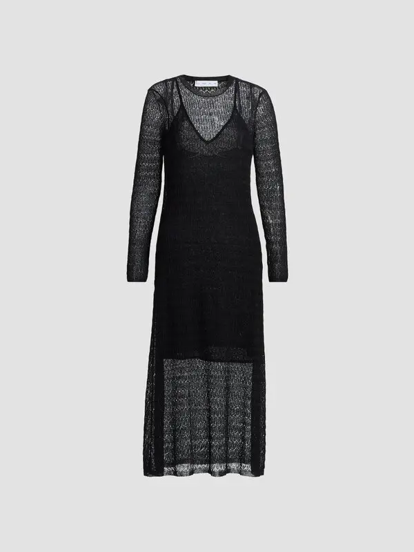 Proenza Schouler White Label Miriam Sheer Crochet Maxi Dress - Black