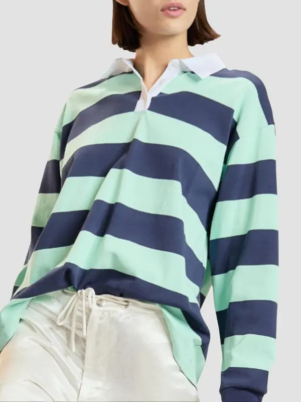 Cynthia Rowley Ardie Striped Cotton Rugby Shirt - Navy