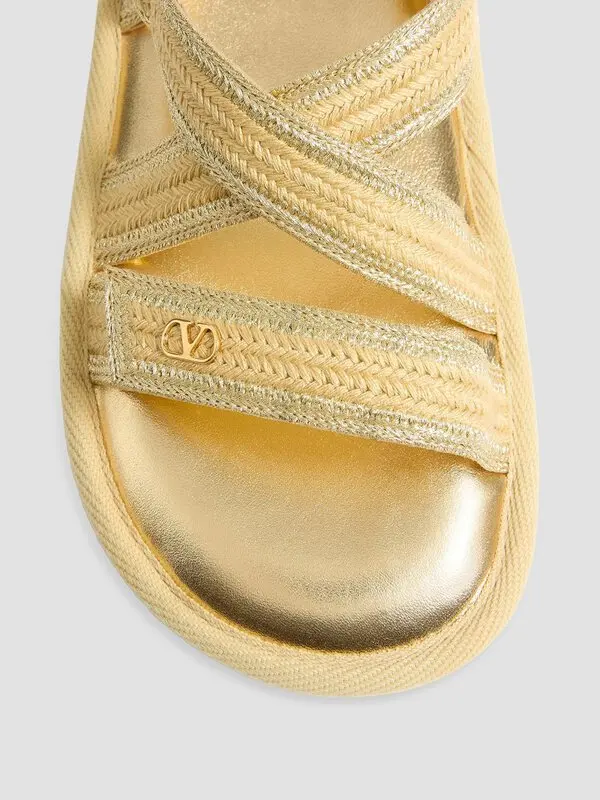 Valentino Garavani Lake Powell Sandals With Crochet Embroidery - Shell Gold
