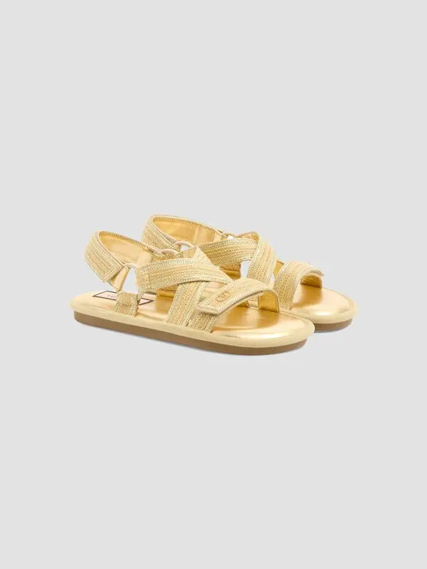 Valentino Garavani Lake Powell Sandals With Crochet Embroidery - Shell Gold