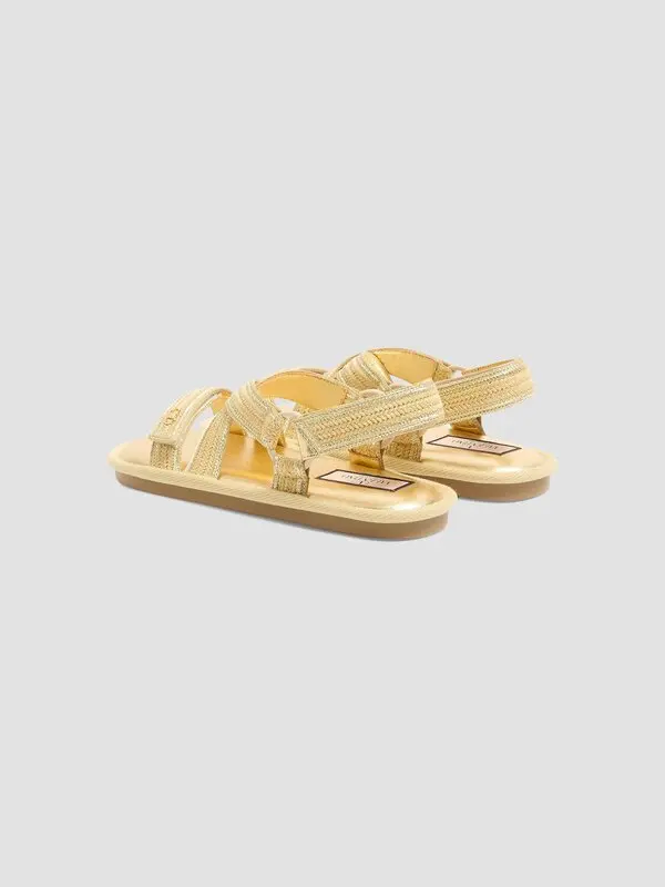 Valentino Garavani Lake Powell Sandals With Crochet Embroidery - Shell Gold