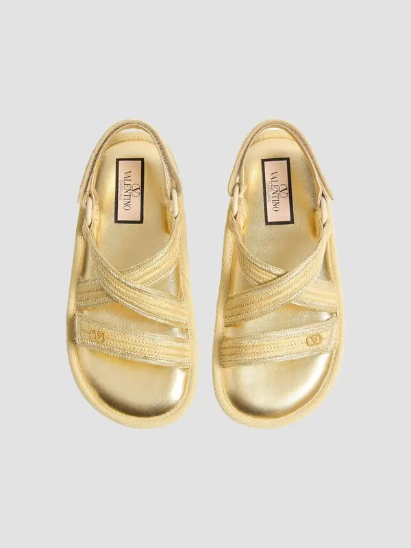 Valentino Garavani Lake Powell Sandals With Crochet Embroidery - Shell Gold