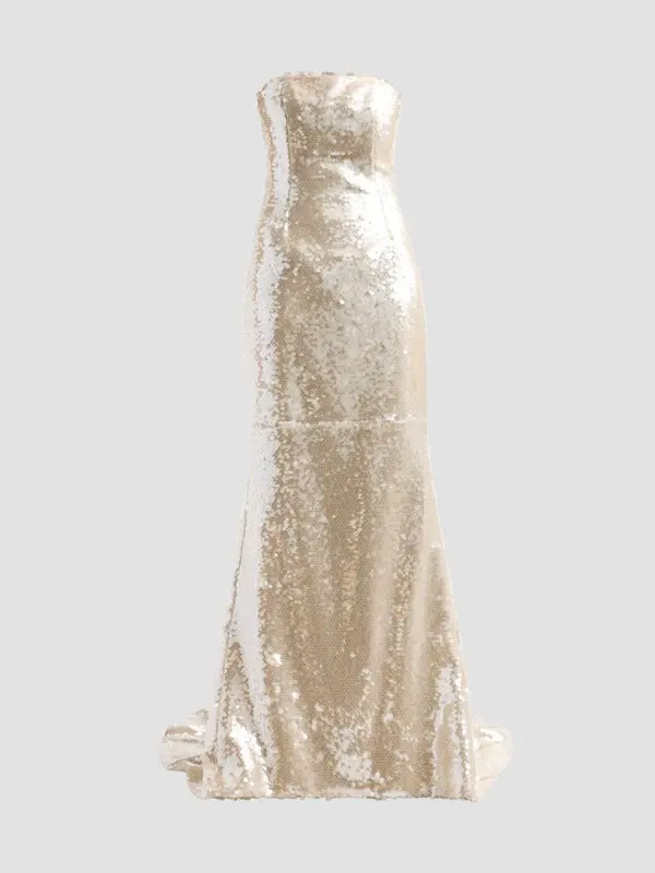 LAQUAN SMITH Strapless Lace-up Corset Gown