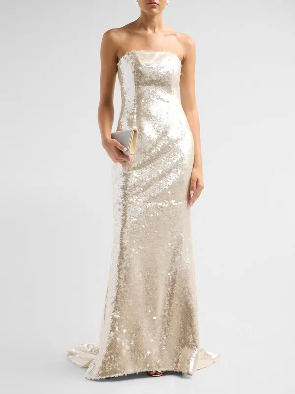 LAQUAN SMITH Strapless Lace-up Corset Gown