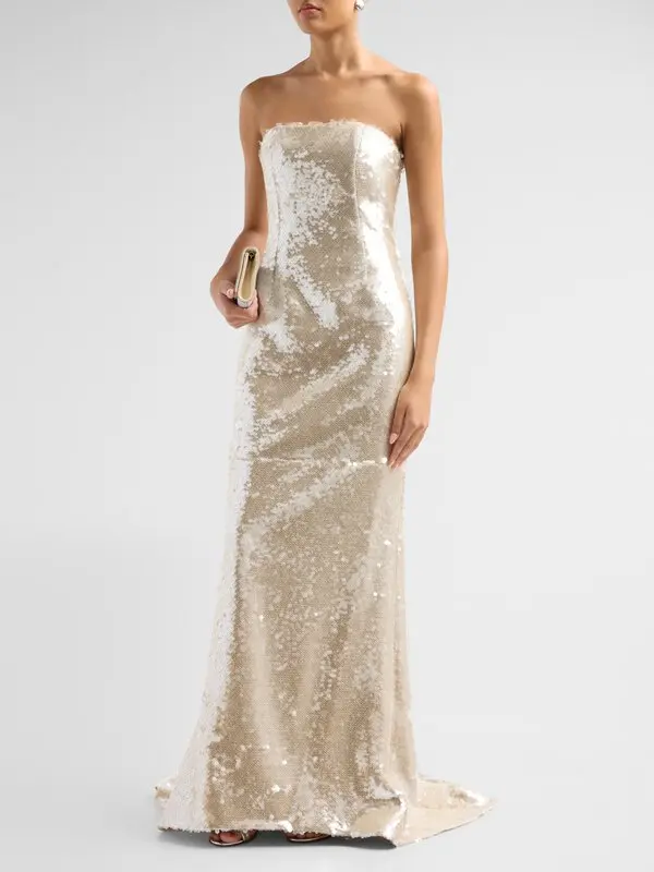 LAQUAN SMITH Strapless Lace-up Corset Gown