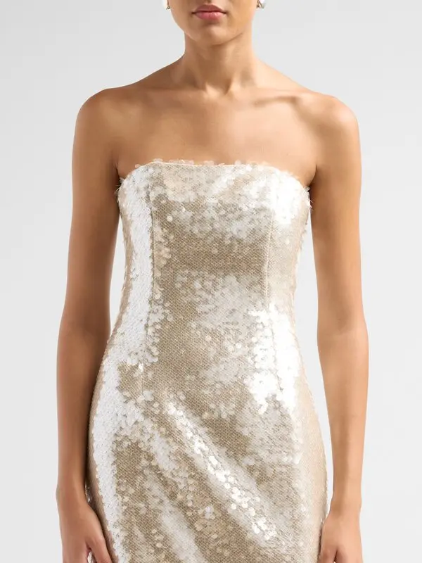 LAQUAN SMITH Strapless Lace-up Corset Gown