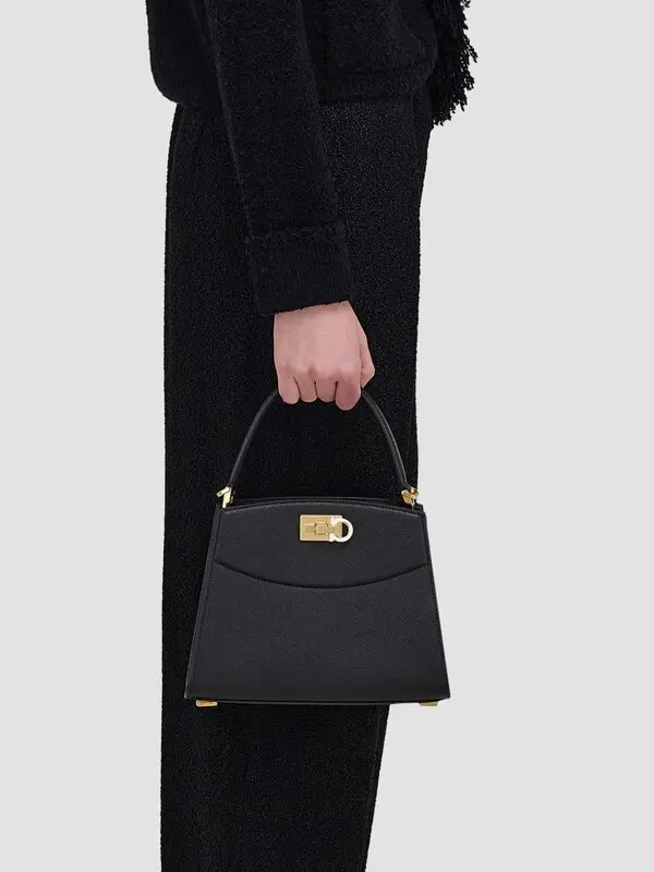FERRAGAMO Studio Box Leather Top Handle Bag