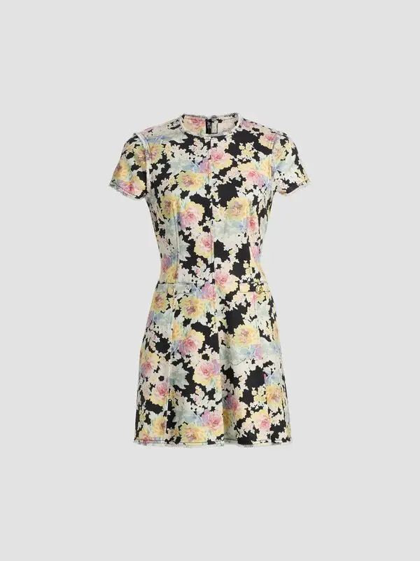 Cinq À Sept Ikat Bouquet Nova Floral Denim Minidress