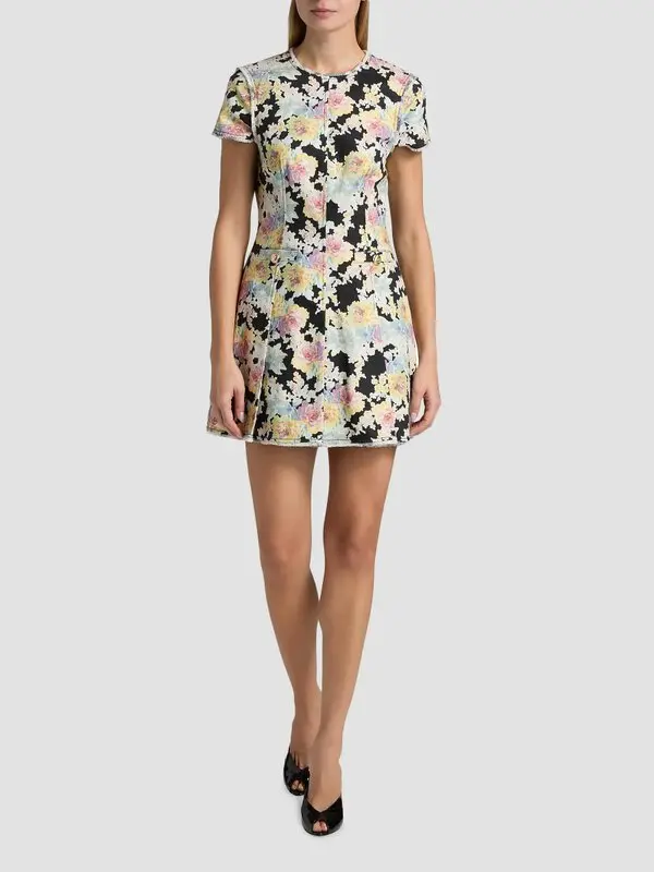 Cinq À Sept Ikat Bouquet Nova Floral Denim Minidress