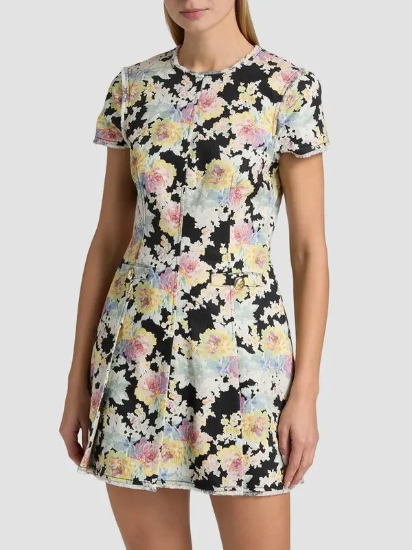 Cinq À Sept Ikat Bouquet Nova Floral Denim Minidress