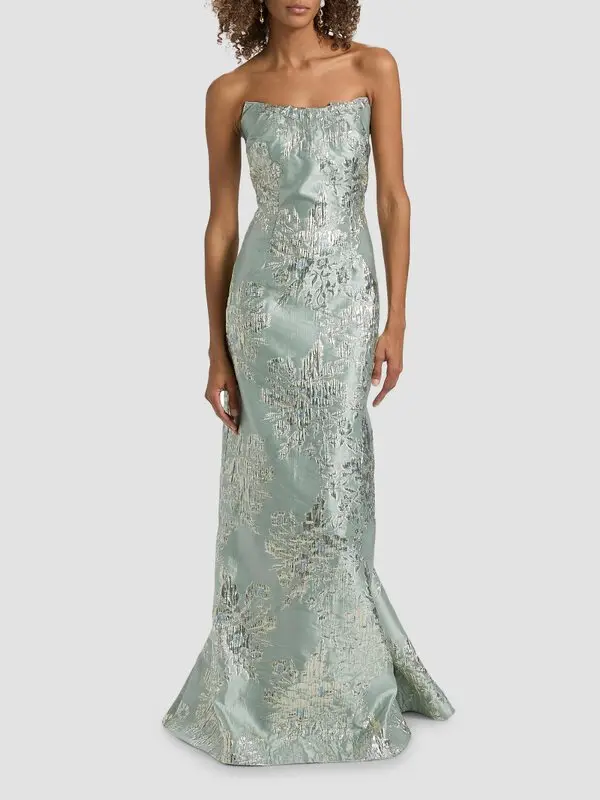 Rene Ruiz Collection Brocade Strapless Column Gown