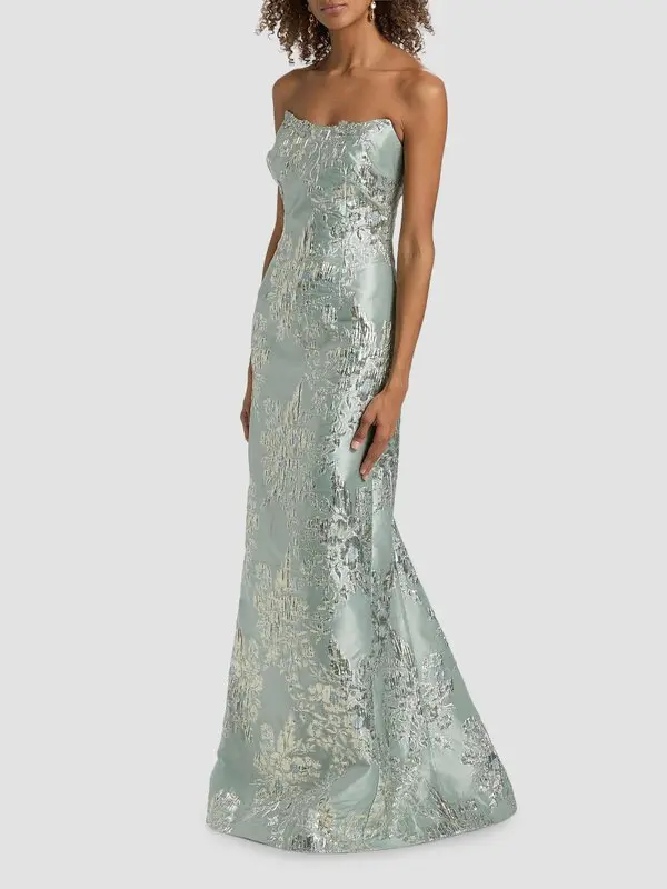 Rene Ruiz Collection Brocade Strapless Column Gown