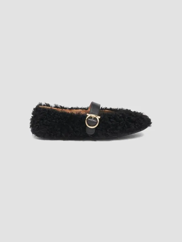 FERRAGAMO Nena Wool Buckle Flats