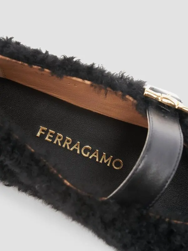 FERRAGAMO Nena Wool Buckle Flats