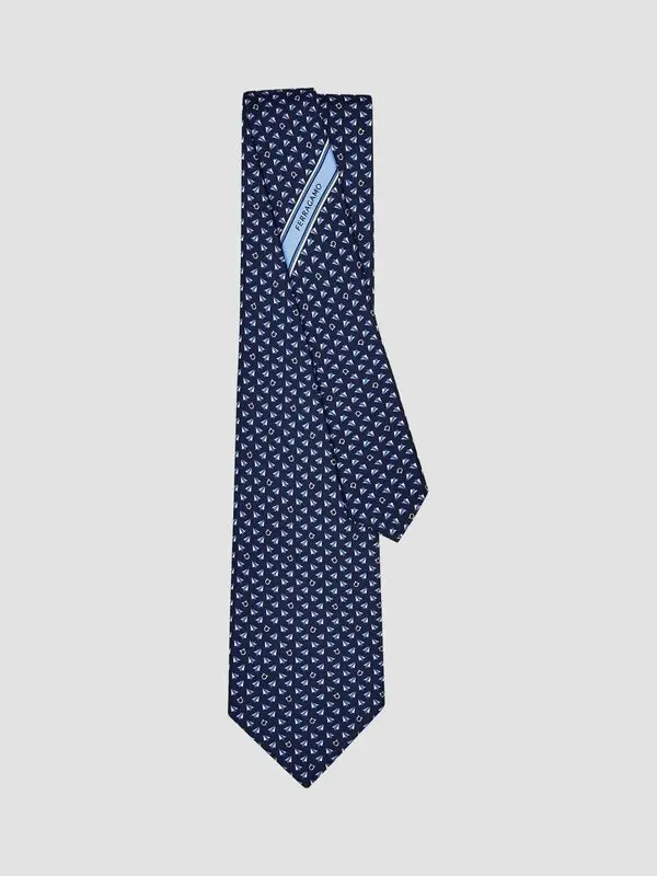 FERRAGAMO Bussola Paper Airplanes Silk Tie