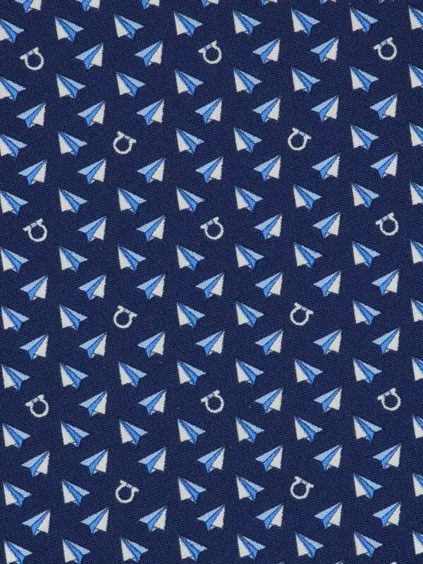 FERRAGAMO Bussola Paper Airplanes Silk Tie