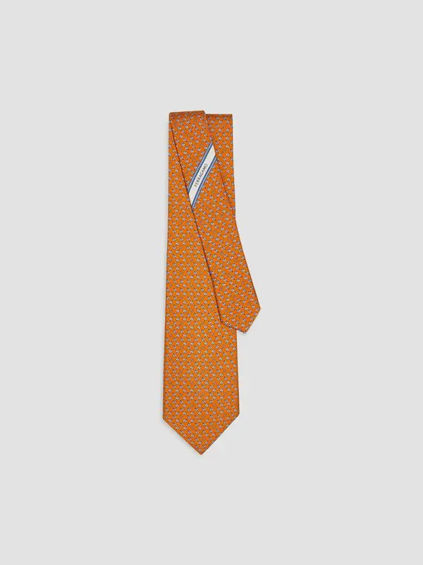 FERRAGAMO Bussola Paper Planes Silk Tie