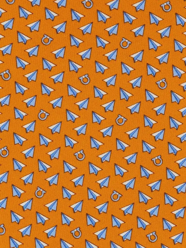 FERRAGAMO Bussola Paper Planes Silk Tie