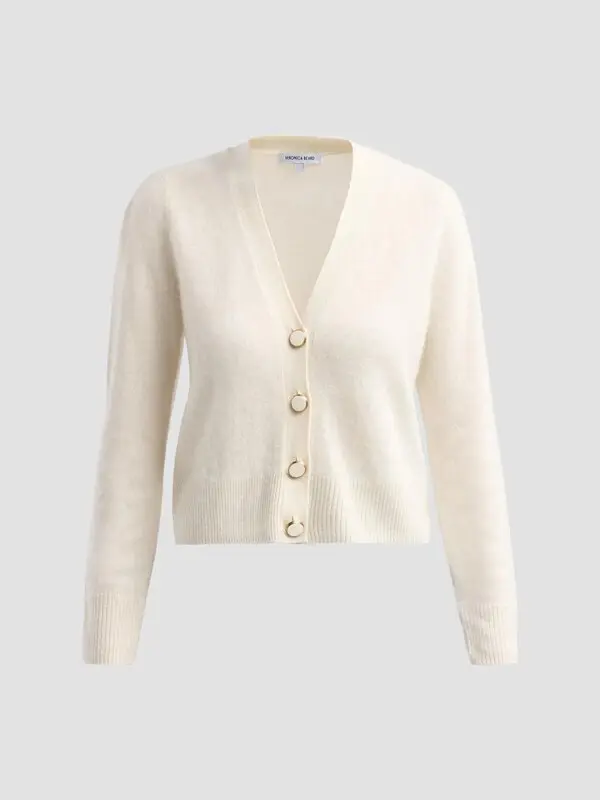Veronica Beard Solene Brushed Cashmere V-neck Cardigan