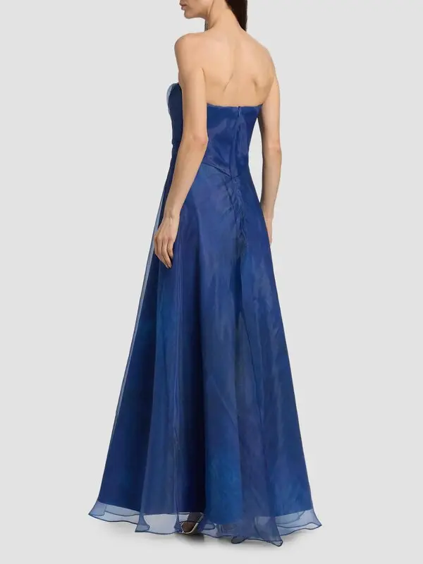 Rene Ruiz Collection Draped Organza Strapless Gown