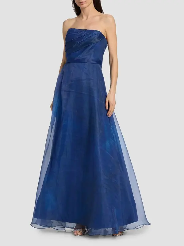 Rene Ruiz Collection Draped Organza Strapless Gown