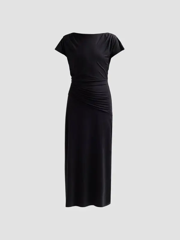 Veronica Beard Lila Ruched Midi Dress - Black