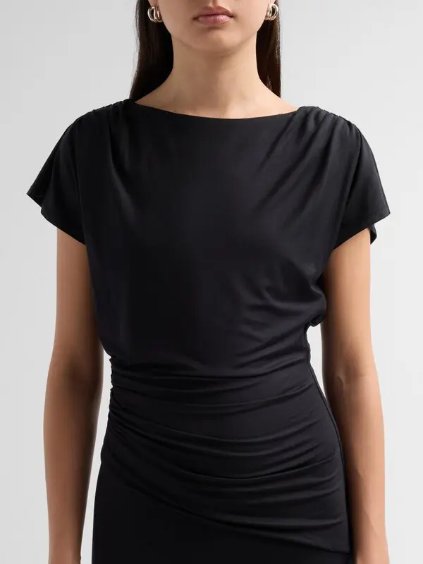 Veronica Beard Lila Ruched Midi Dress - Black
