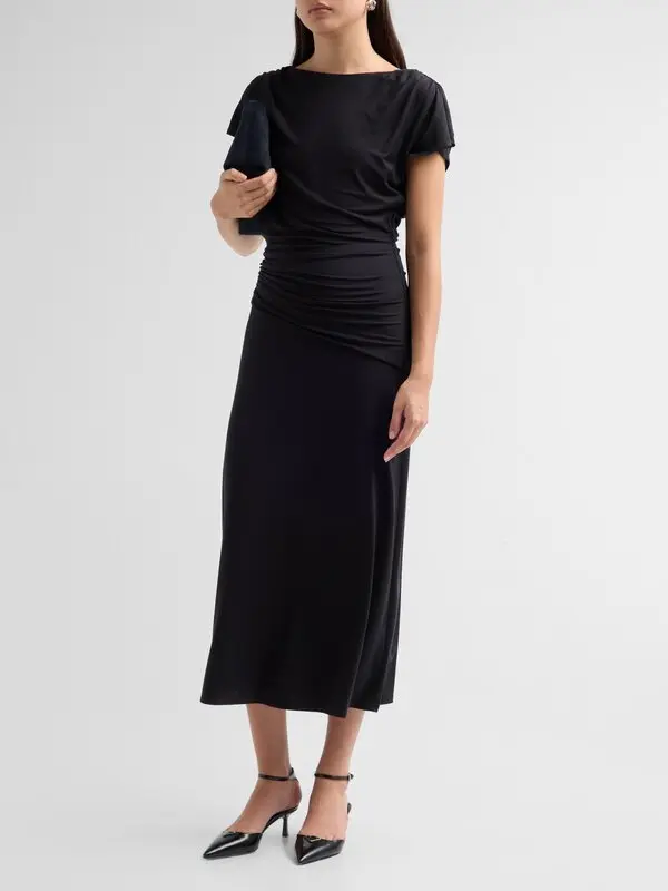 Veronica Beard Lila Ruched Midi Dress - Black