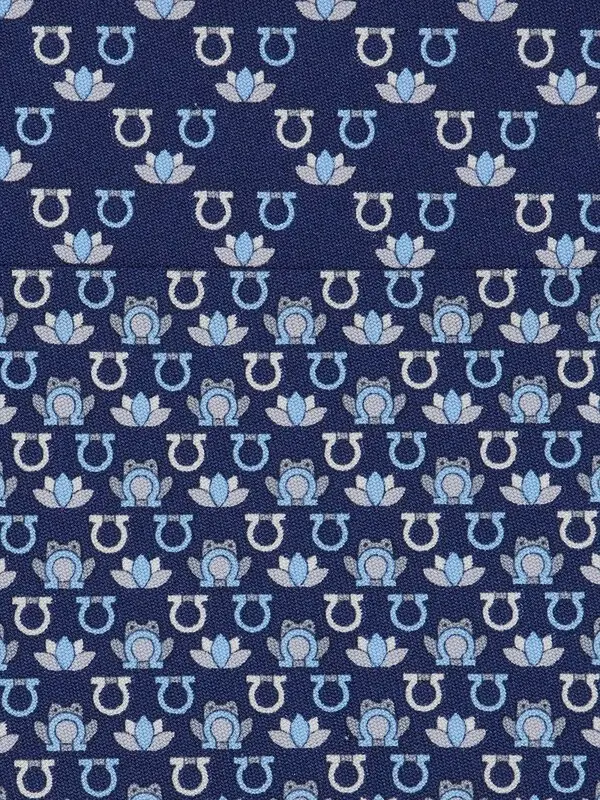 FERRAGAMO Frog Print Silk Tie - Navy