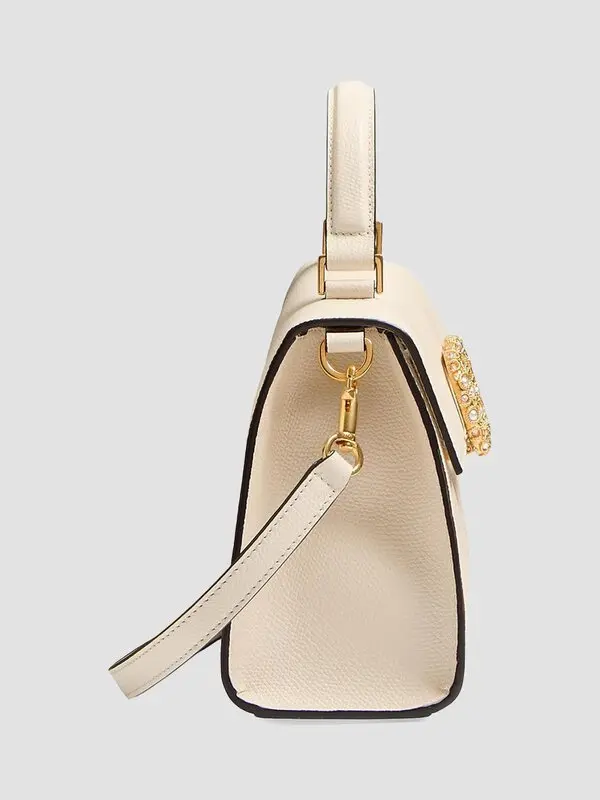 Valentino Garavani Vsling Small Top Handle Bag In Grainy Calfskin - Ivory