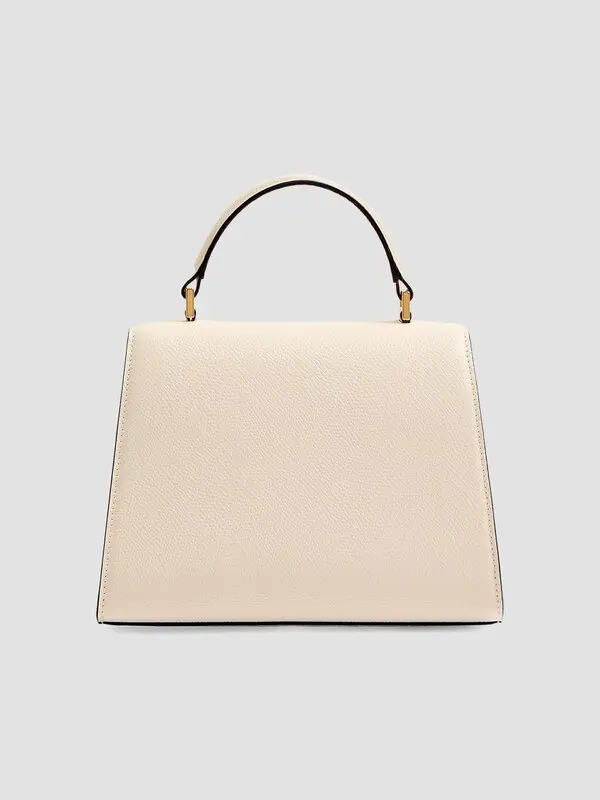 Valentino Garavani Vsling Small Top Handle Bag In Grainy Calfskin - Ivory