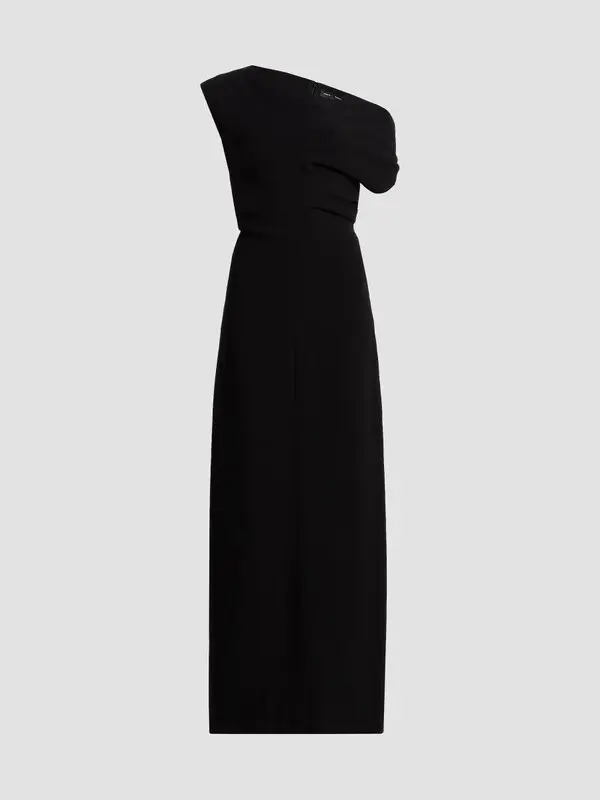 Proenza Schouler Rosina Asymmetric Double Crepe Column Gown - Black
