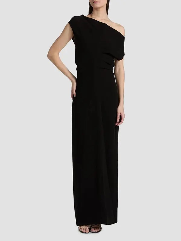 Proenza Schouler Rosina Asymmetric Double Crepe Column Gown - Black