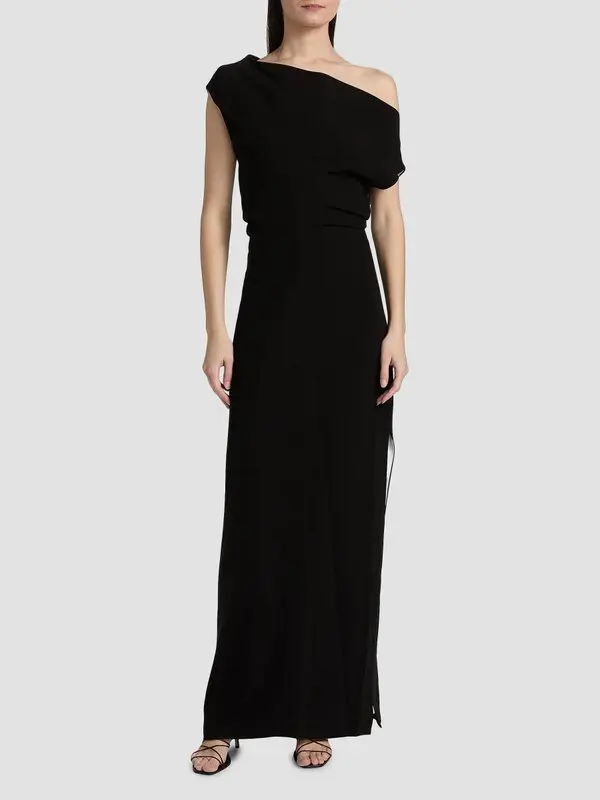 Proenza Schouler Rosina Asymmetric Double Crepe Column Gown - Black